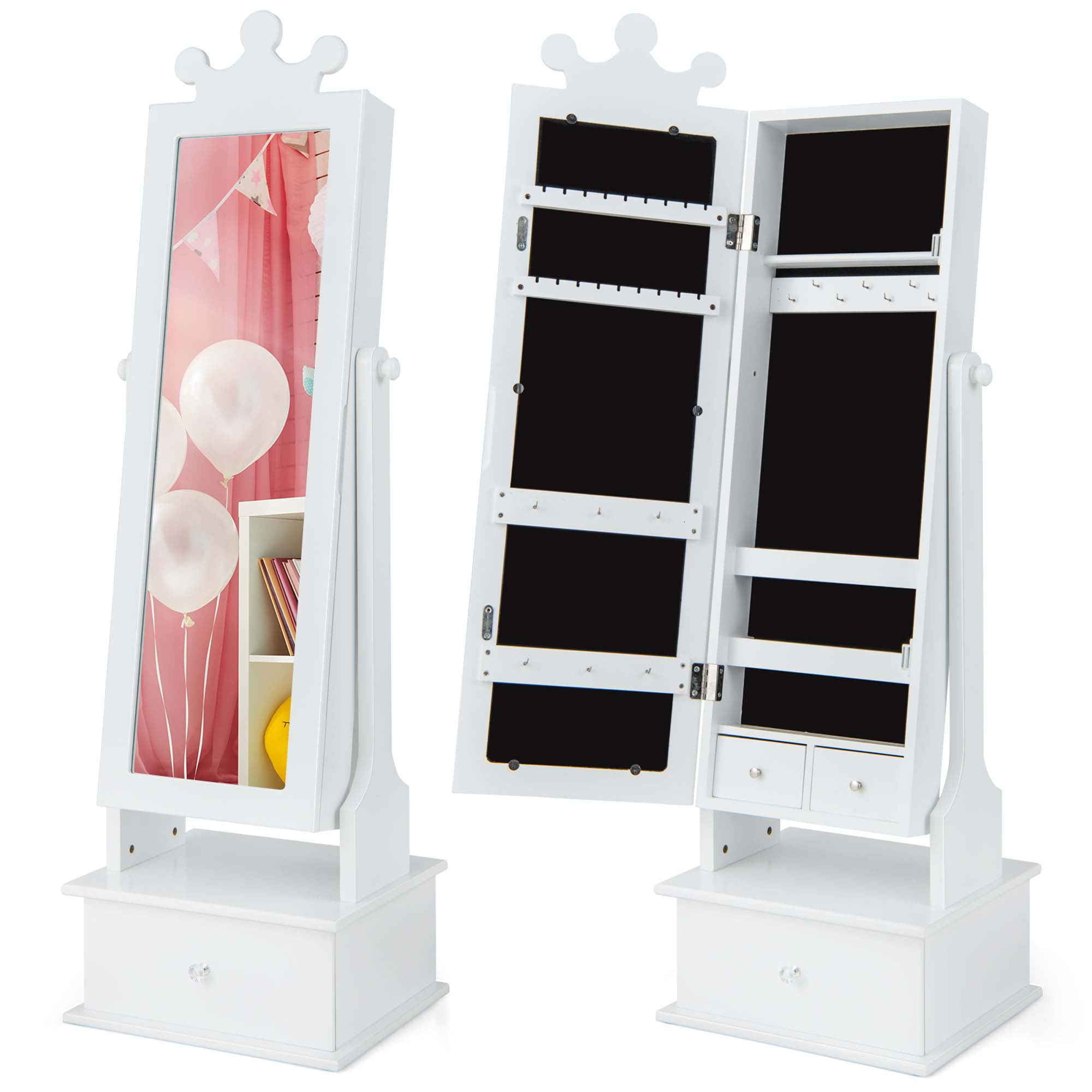Click here for Costway Kid Freestanding Jewelry Armoire 2-In-1 Fu... prices
