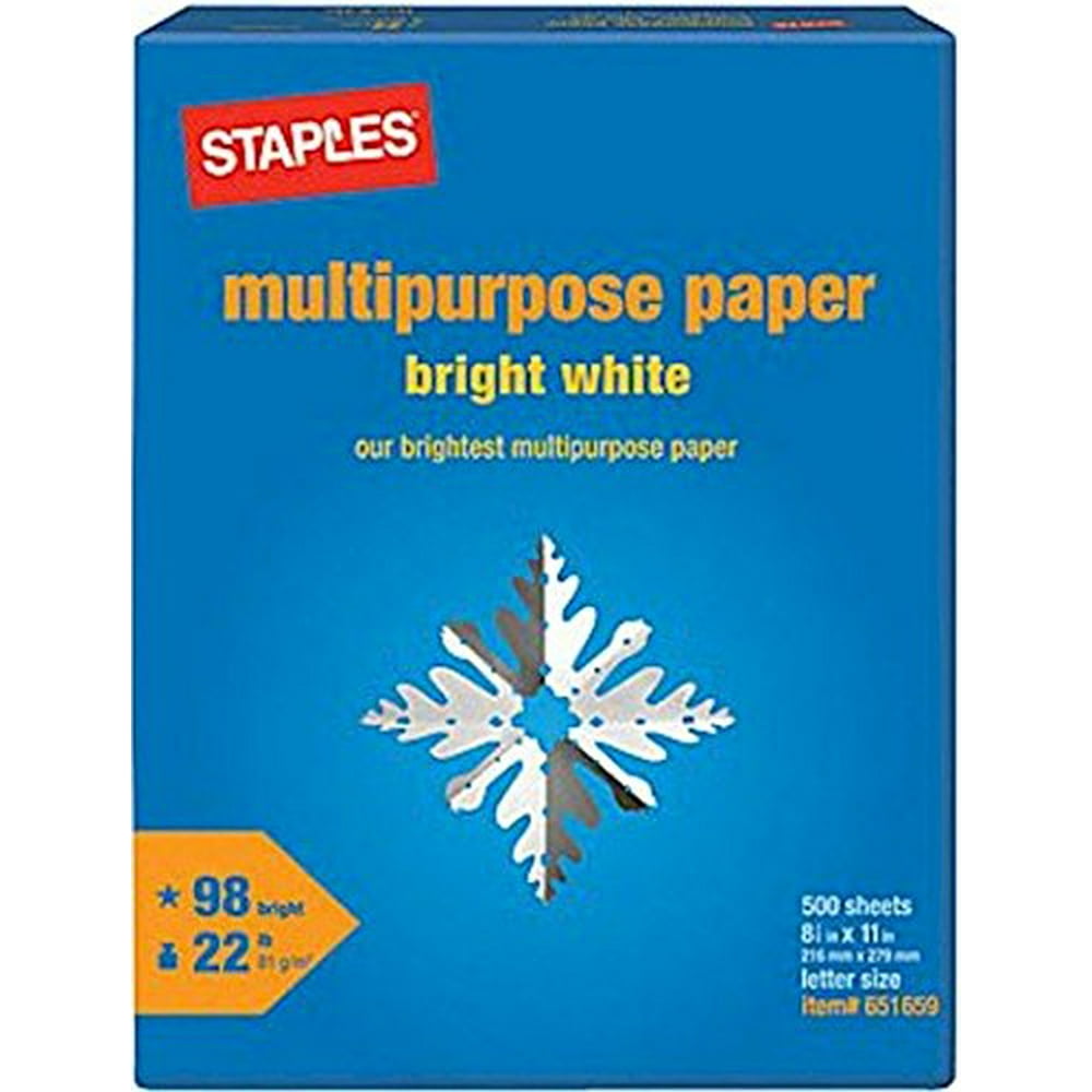 Staples Multipurpose Paper 8 12 X 11 Bright White Ream