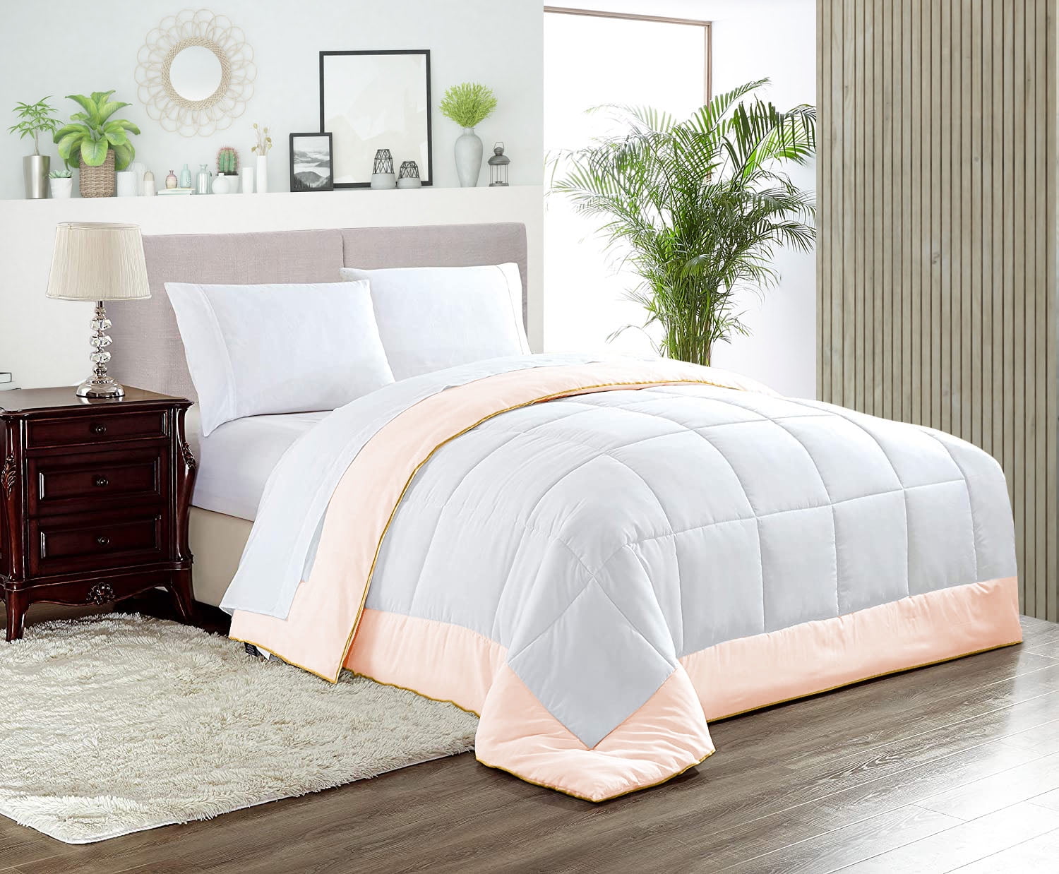 Oversized King/Palatial King Comforter Dual Tone Peach Comforter with ...