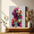 Cute Dog Floral Canvas Print, Pet Lover Gift Wall Art for Living Room ...
