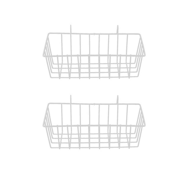 2Pcs White Metal Wire Basket For Wire Wall -Wall Mount Hanging ...
