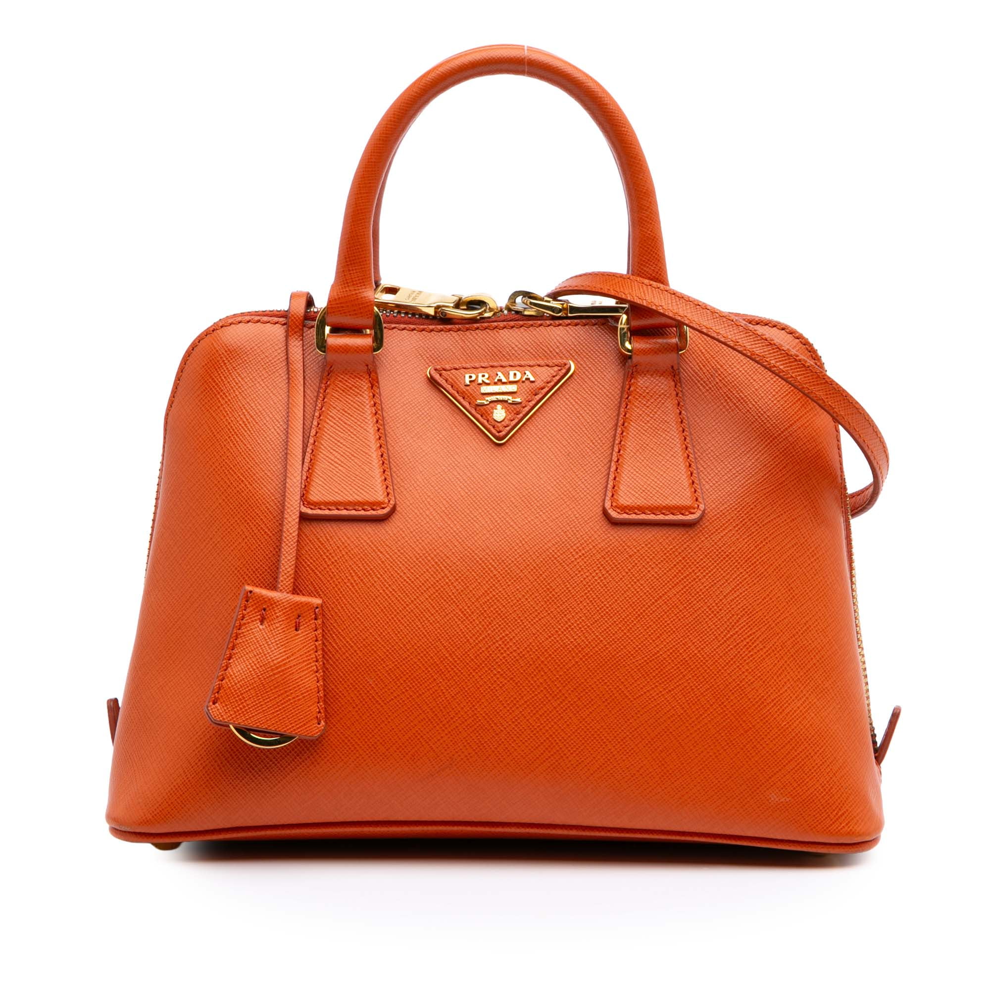 Pre-Owned Authenticated Prada Satchel Saffiano Orange Women (Good ...