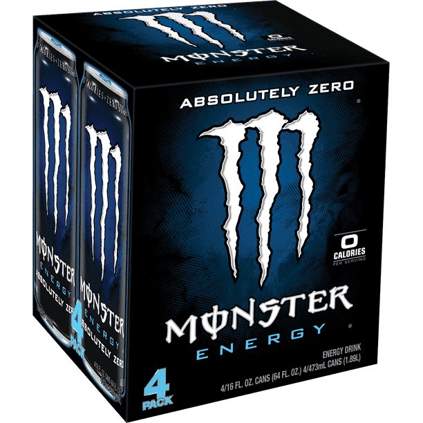 Monster Absolutely Zero Energy Drink, 16 Fl. Oz., 4 Count - Walmart.com