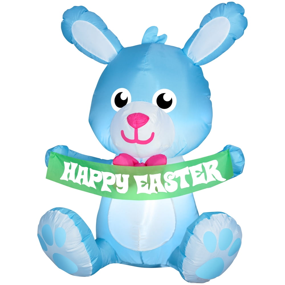 Holiday Inflatable - Happy Easter Blue Bunny - 3.5 ft tall - Walmart.com