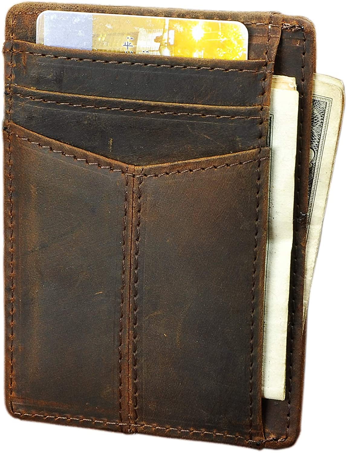 Le'aokuu Genuine Leather Minimalist Thin Card Case Holder Slim Handy ...