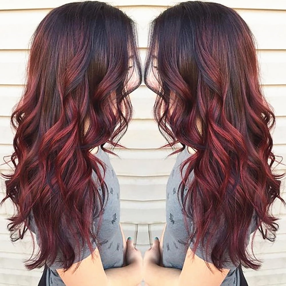 Click here for Rkstn Wigs Human Hair 70cm Gradient Red Party Wigs... prices