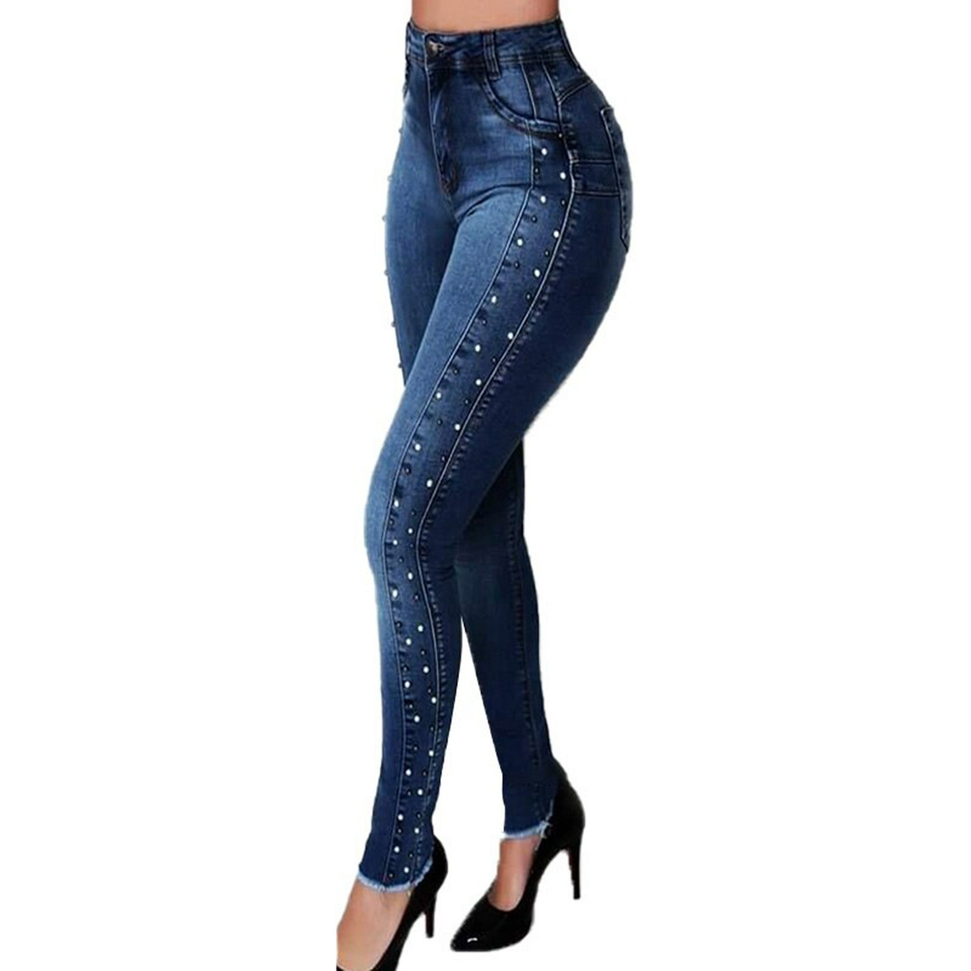 Click here for Jdinms Skinny Jeans For Women Denim Rivet Pearl Pa... prices