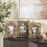 DecMode 4" x 6" Handmade Intricate Carved Brass Scroll Photo Frame (3 ...