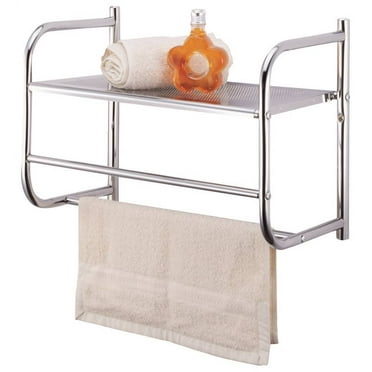 Costway 2 Tier Wall Mount Bath Shelf - Bathroom Storage Rack with Towel ...