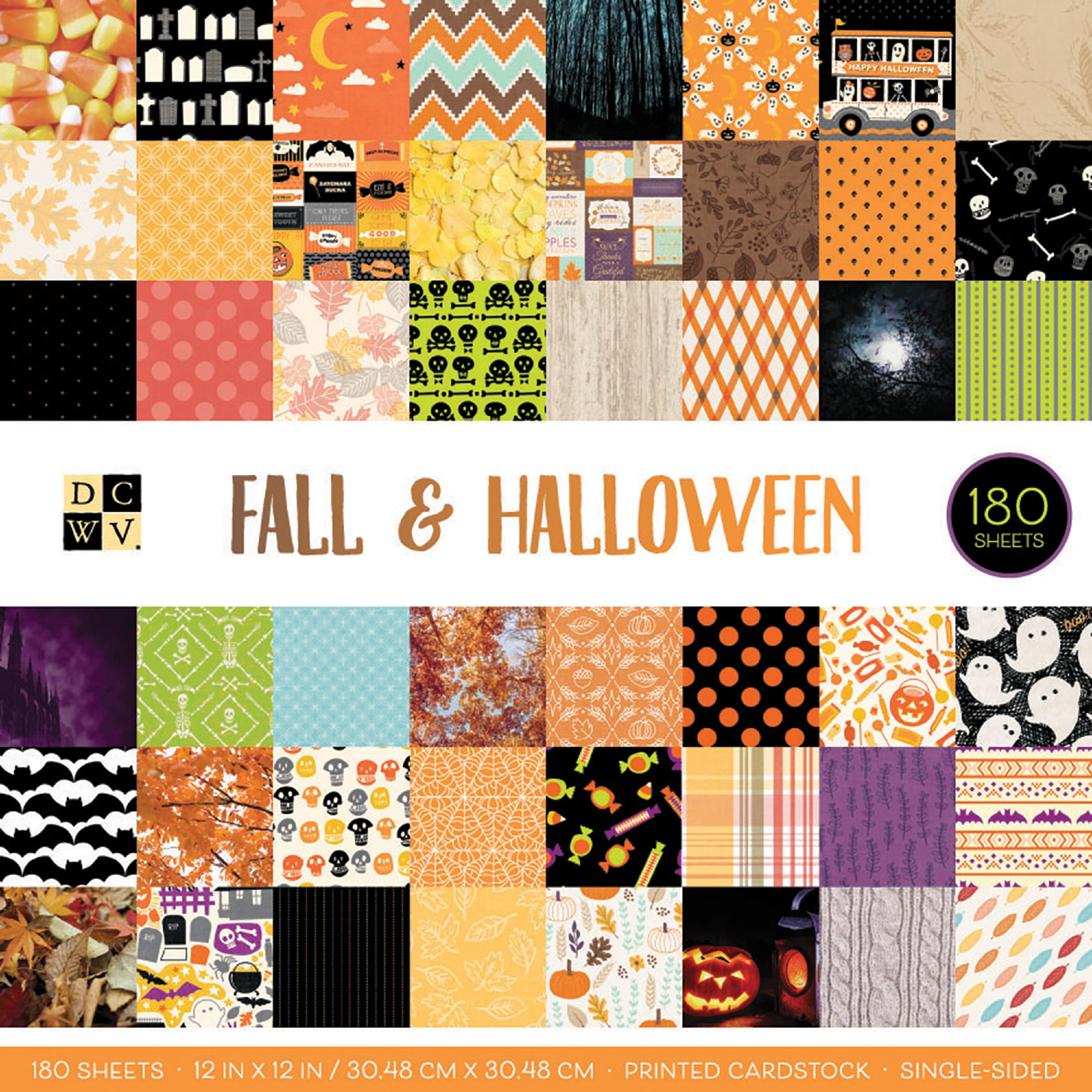 DCWV Single Sided Cardstock Stack 12 X12 180 Pkg Fall Halloween dcwv-single-sided-cardstock-stack-12-x12-180-pkg-fall-halloween