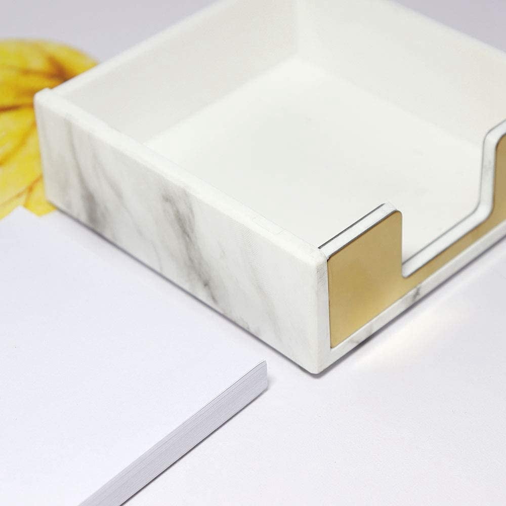 Buy Sticky Notes Pad Holder Memo Dispensers Rose Gold with Marble White ...