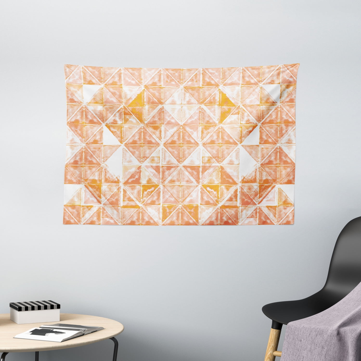 Coral Tapestry, Raster Based Pattern with Watercolor Triangular Grid ...