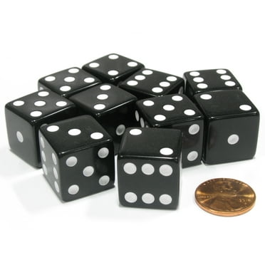 Koplow Games Set of 6 D6 25mm Large Opaque Jumbo Dice - Black with ...