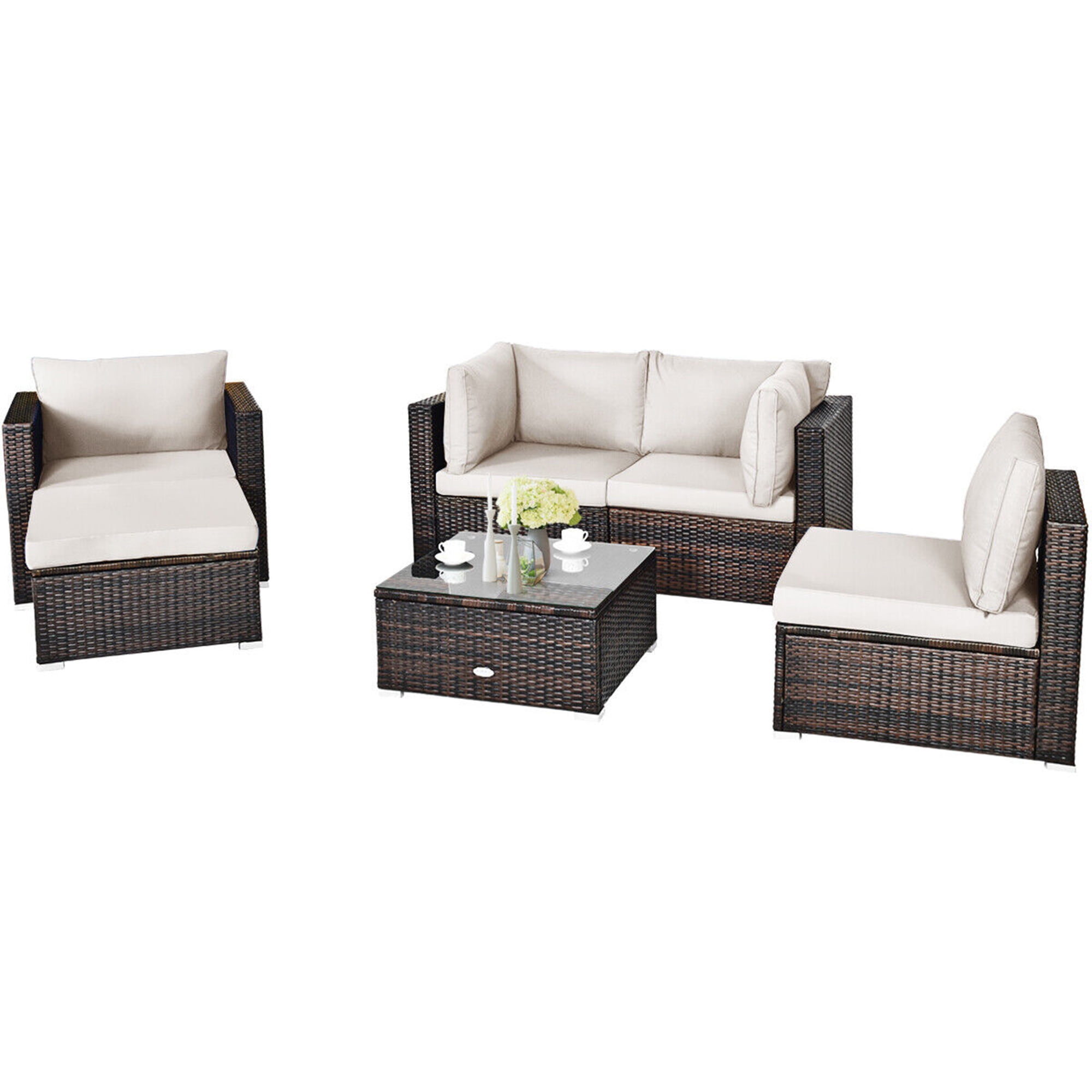 Click here for Gymax 6pcs Patio Conversation Set Rattan Sectional... prices