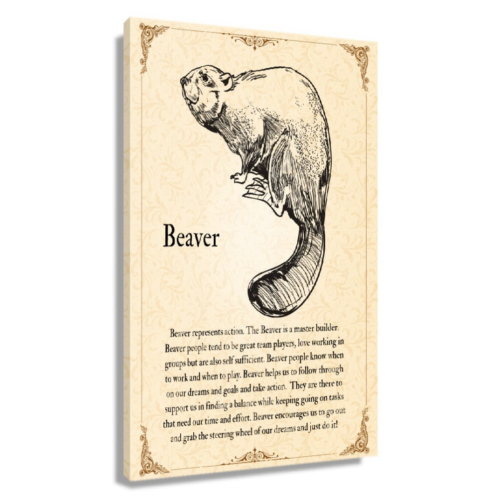 Beaver Quotes Wall Art Knowledge Poster Vintage Animal Wall Art ...