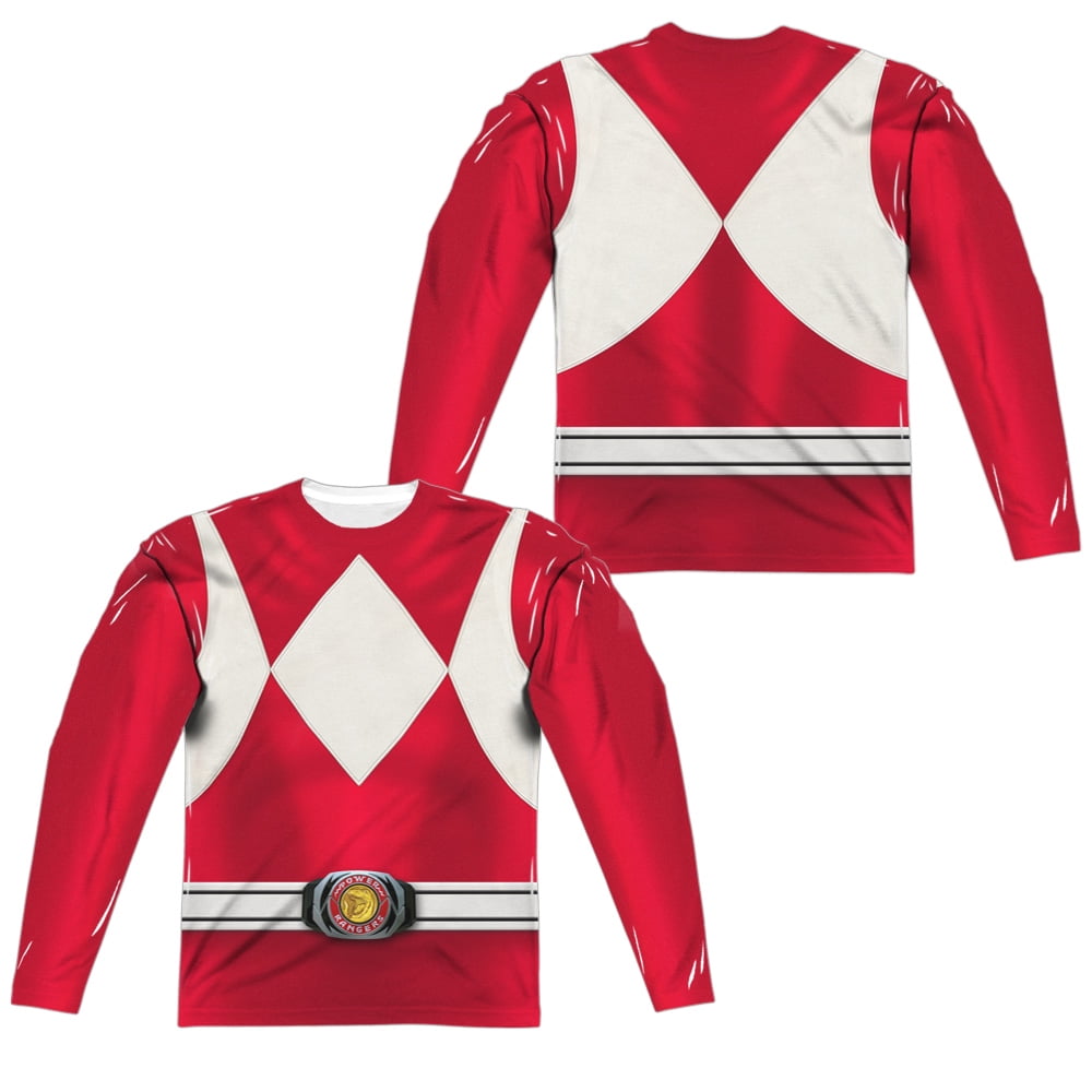 Power Rangers - Red Ranger (Front/Back Print) - Regular Fit Long Sleeve ...