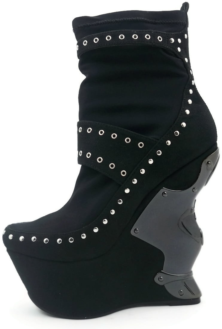 Hades Shoes H-Blade 6 Heel with 2 black suede platform Black / 10 ...