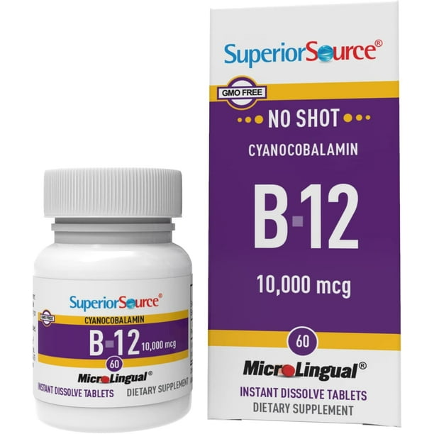 Suplemento de vitamina B12 Superior Source, 10 000 mcg, 60 comprimidos ...