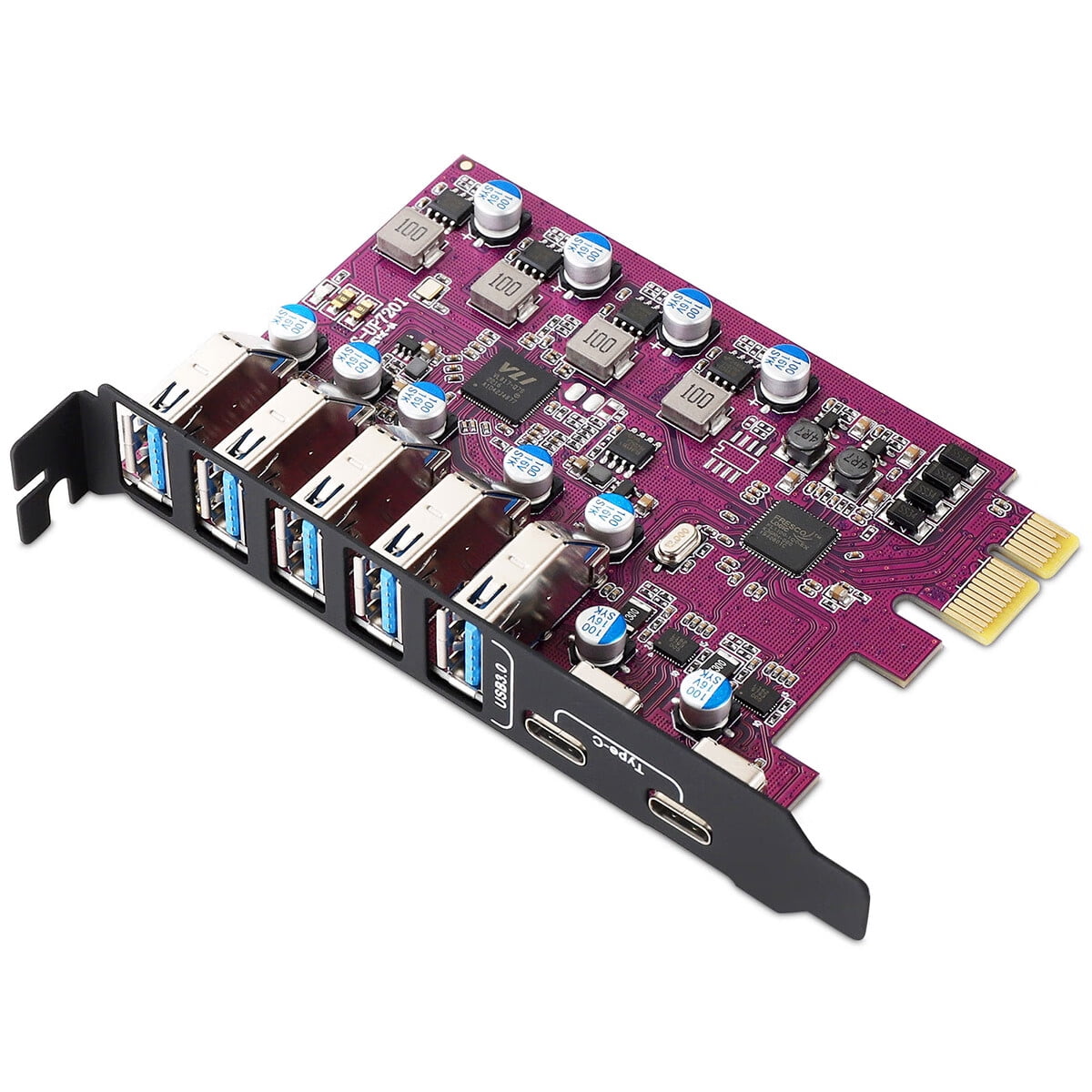 YEELIYA PCI-E to USB 3.0 Card 7 Port (2 x USB C, 5 x USB A), PCI Express USB Card, PCIE ...