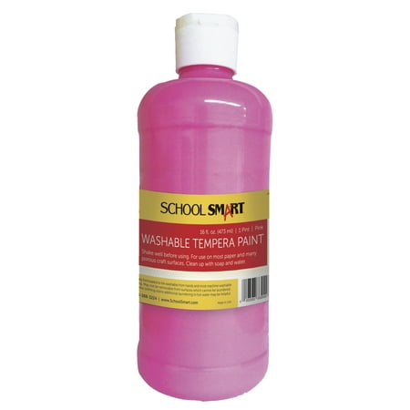 School Smart Non-Toxic Washable Tempera Paint, 1 pt Plastic Bottle ...
