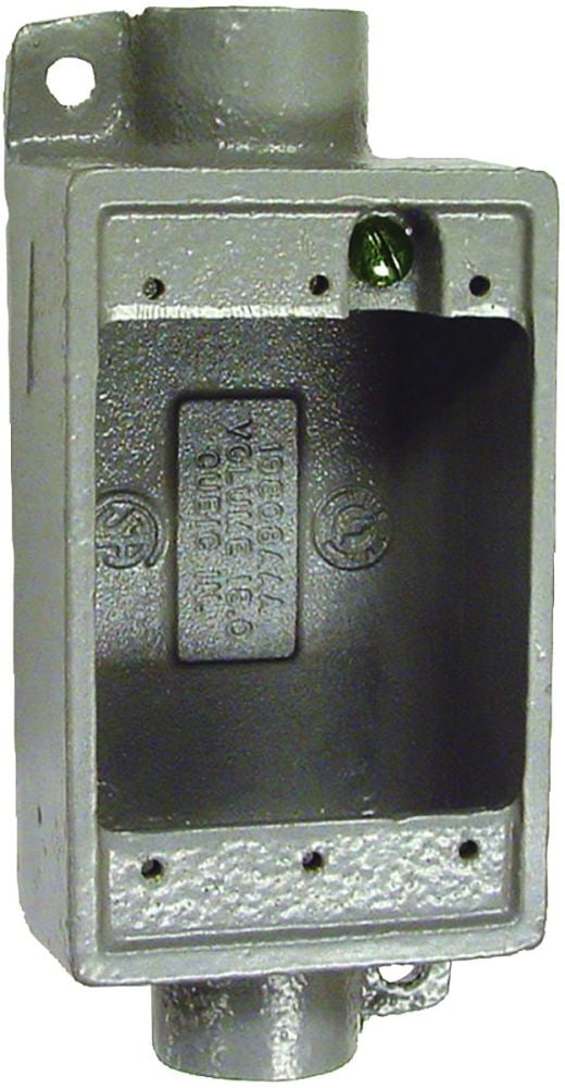 Killark FDC-3, 1-Gang, Aluminum, Deep, Feed Through, Cast Device Box, 1 ...