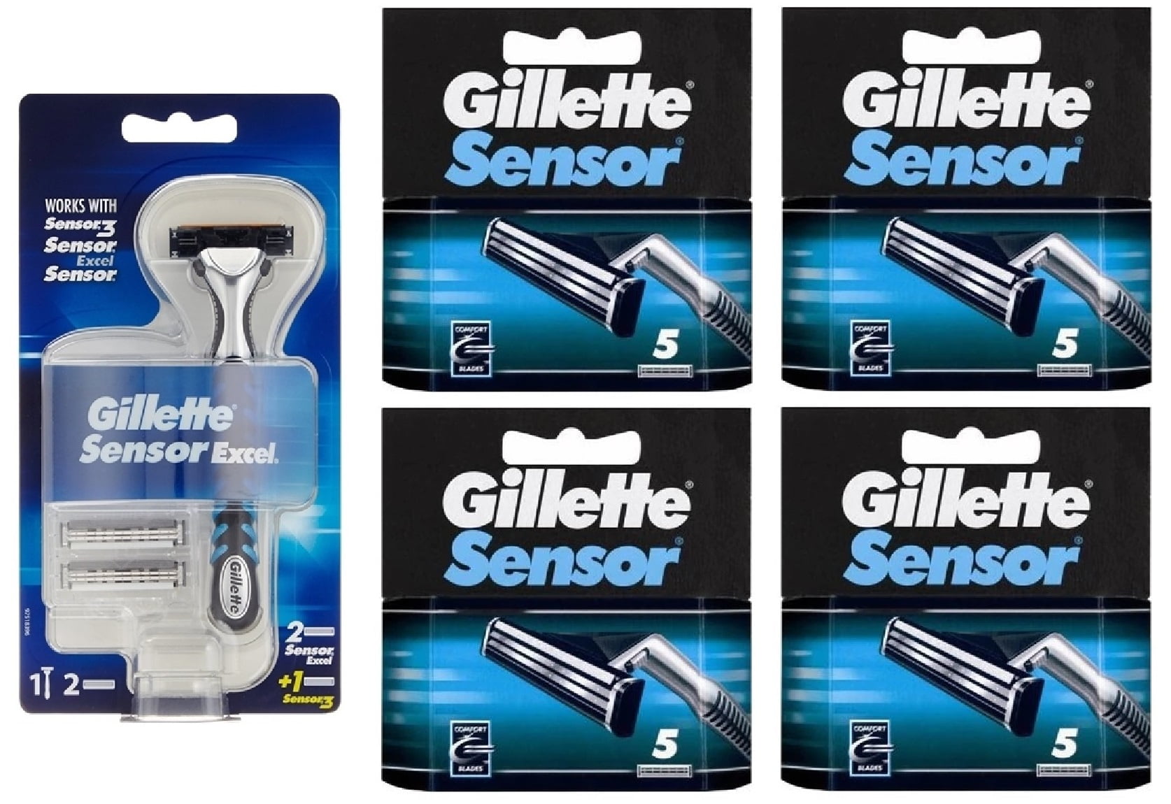 Gillette Sensor3 Razor Handle + Sensor Refill Blades, 20 Count ...