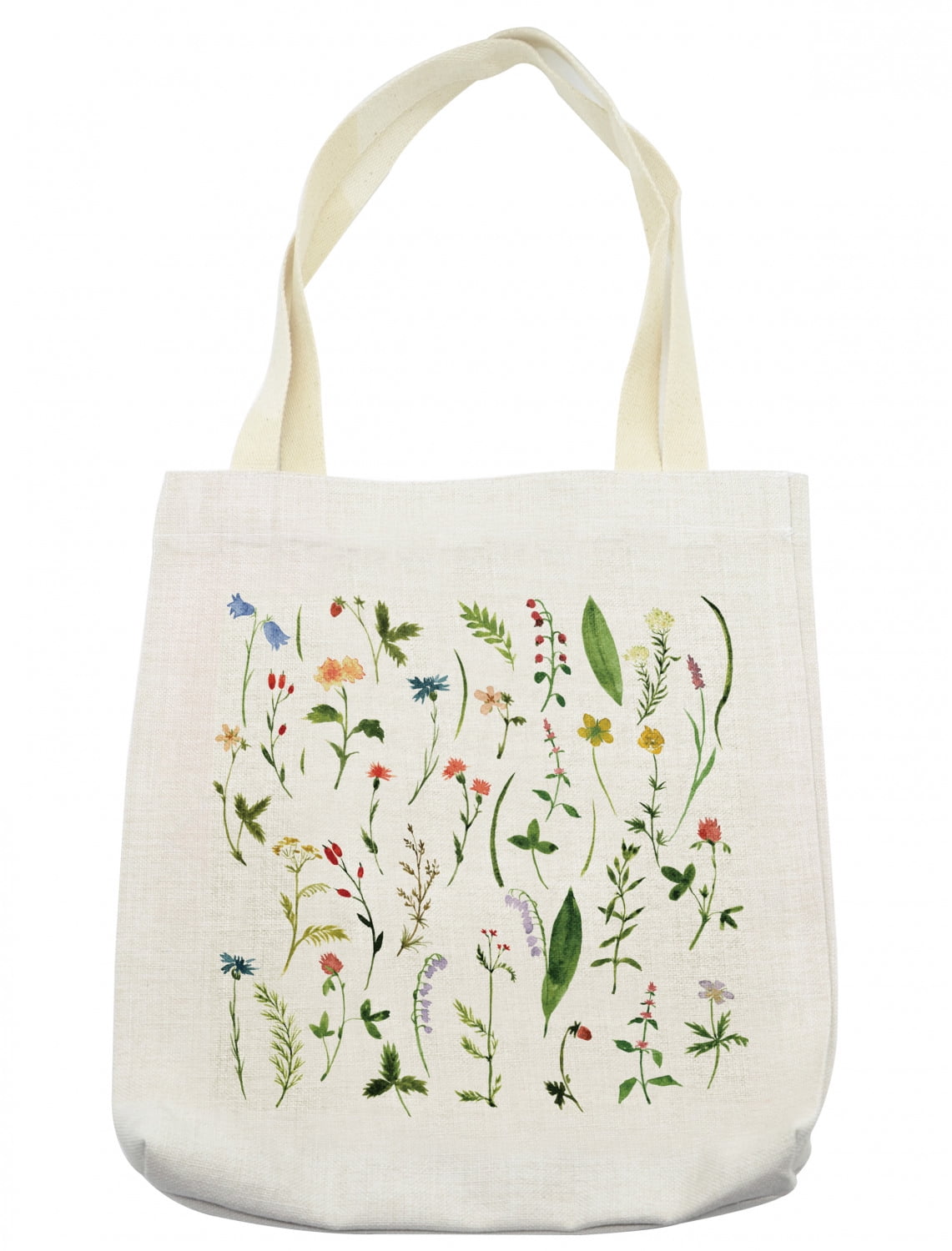 Watercolor Flower Tote Bag, Different Kinds of Flowers Herbs Weeds ...