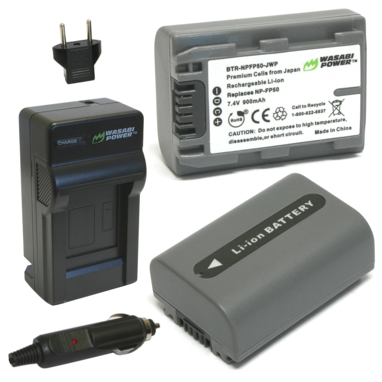 Wasabi Power Battery (2-Pack) and Charger for Sony NP-FP30, NP-FP50 ...