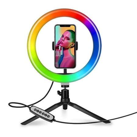 Dinohhi Live Streaming Lamp Desktop RGB Ring Light with Tripod 360 ...