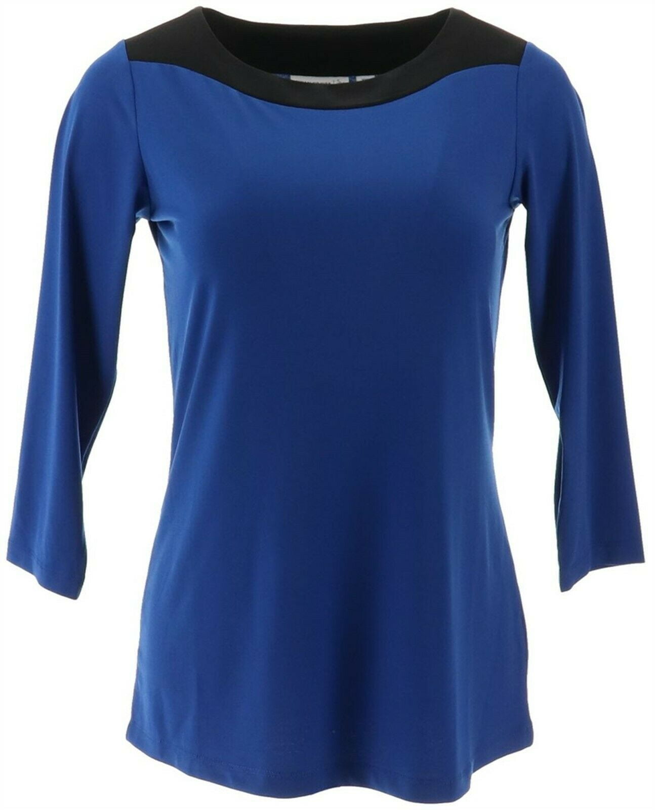 Susan Graver Susan Graver Liquid Knit Color Block 3 4 Slv Top Womens