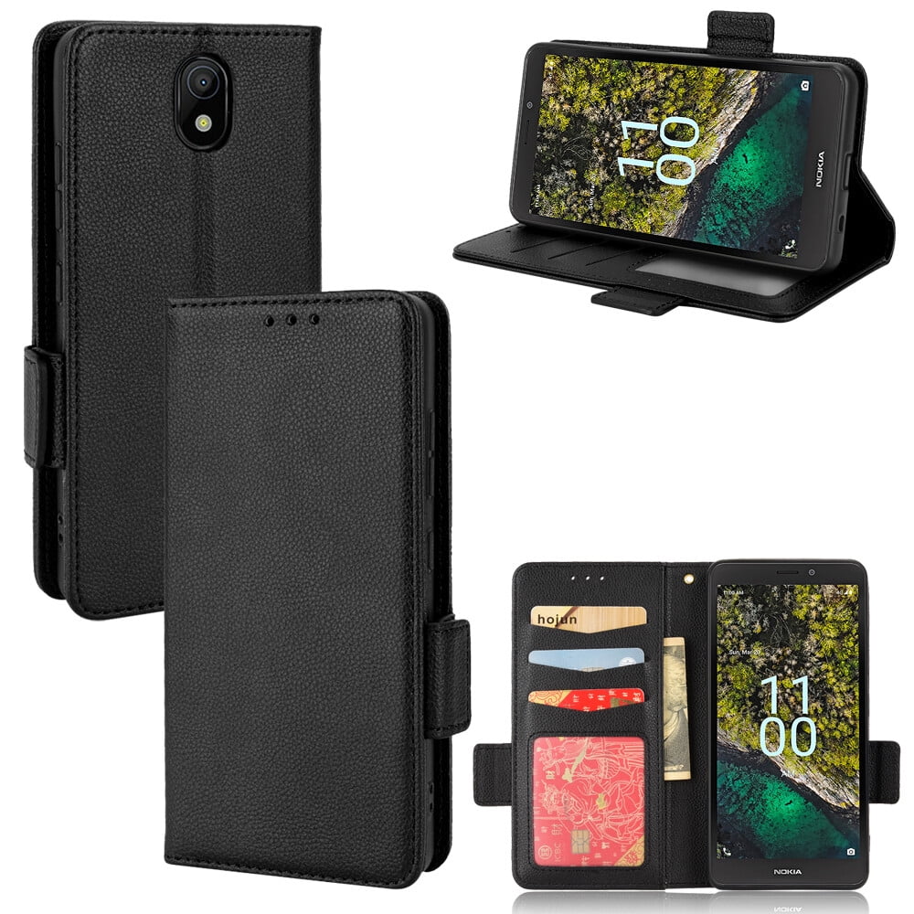 Nokia C100 Case Pu Leather Flip Cover Card Slots Magnetic Closure