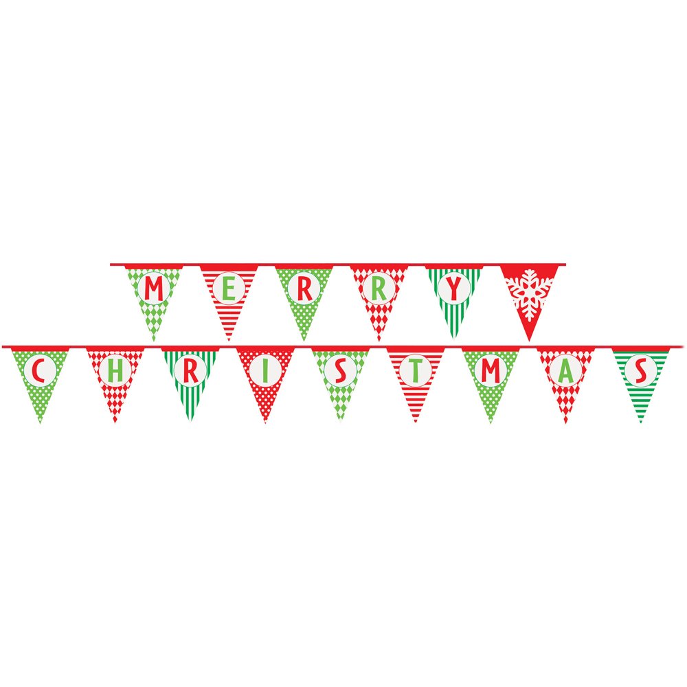 Paper Patterned Merry Christmas Pennant Banner, 14ft - Walmart.com ...