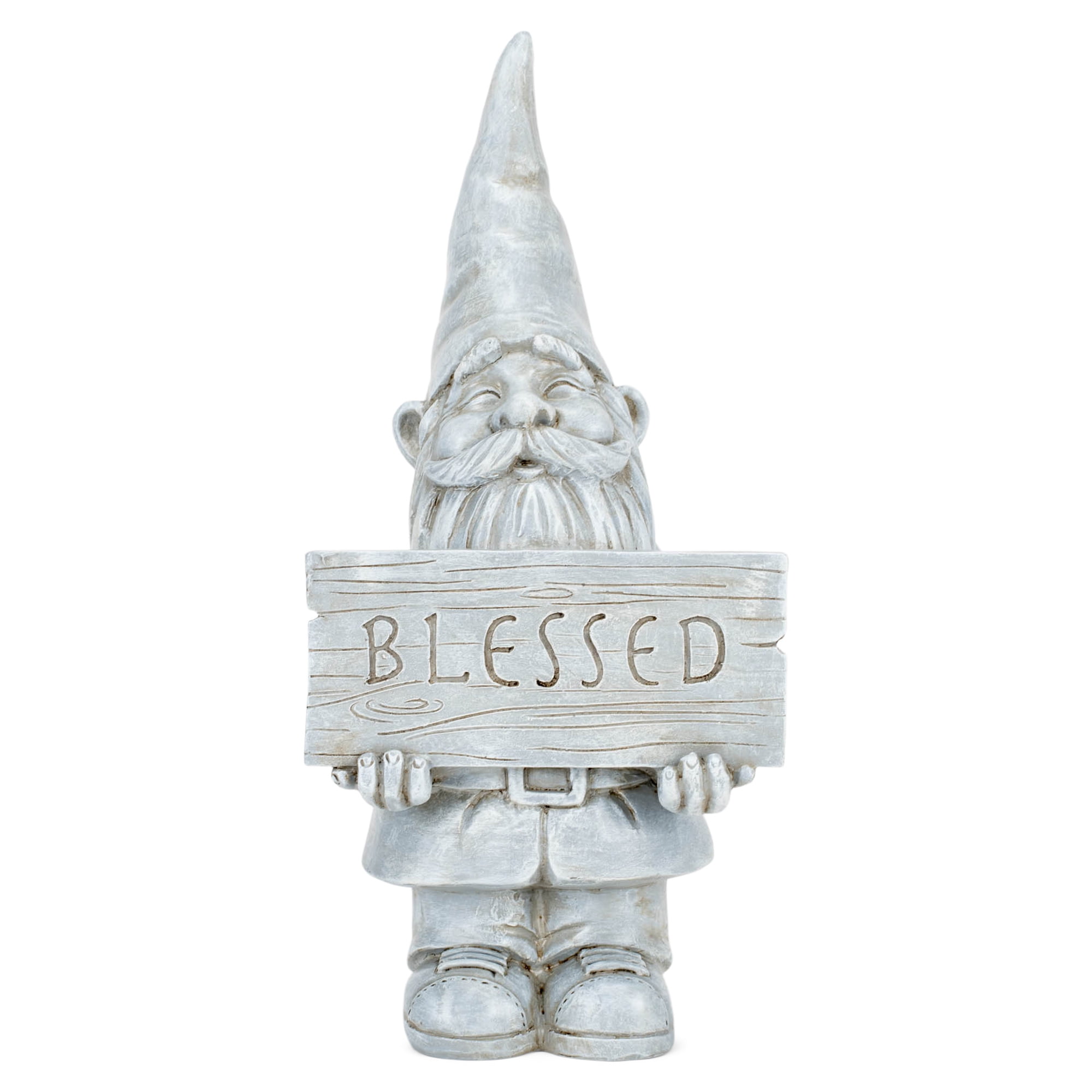 Nat & Jules Blessed Gnome Aged Cement Hue 12 inch Resin Stone Garden ...