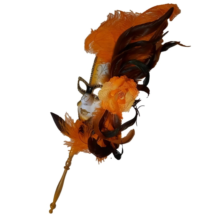 Orange Feather Mask Masquerade