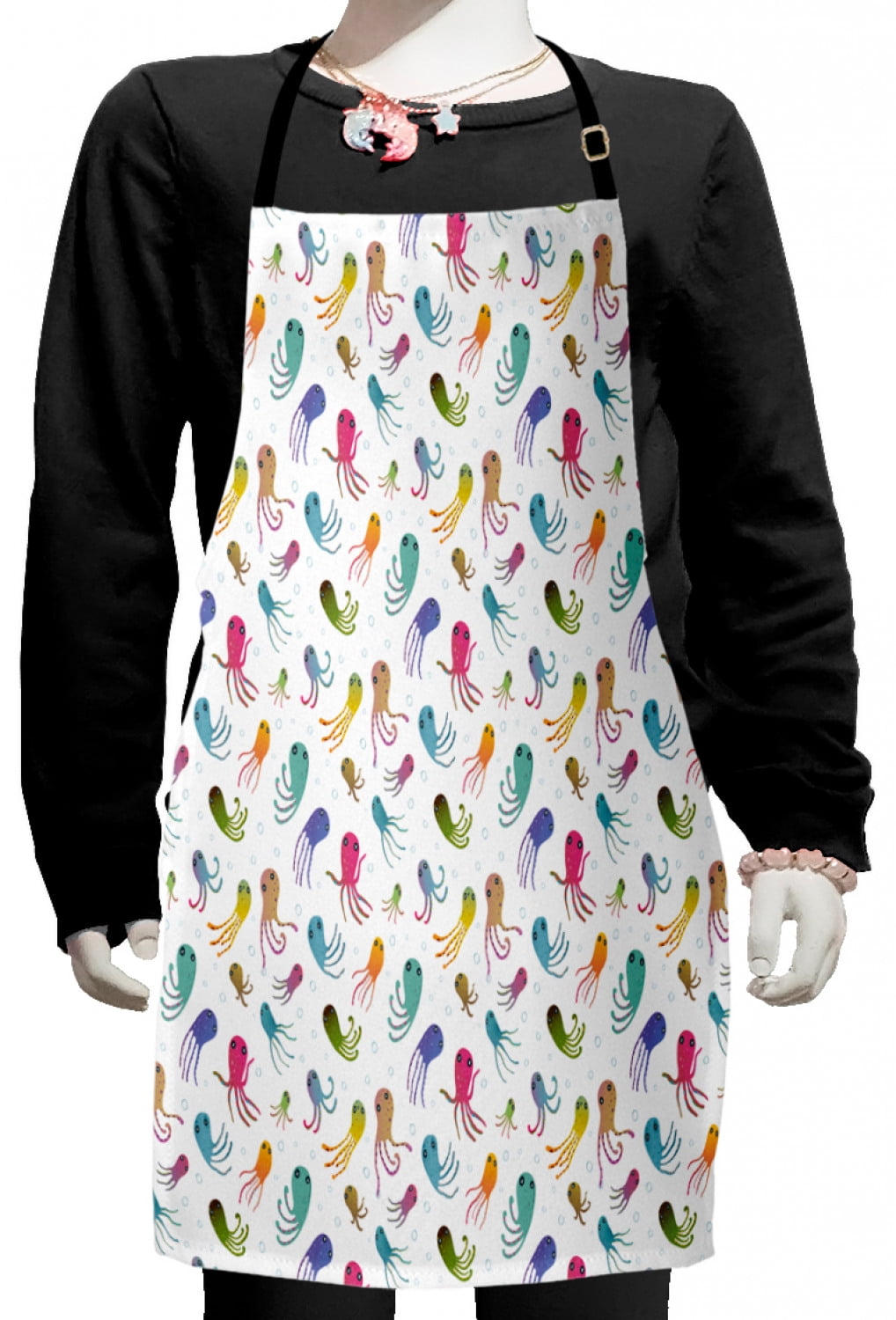Octopus Kids Apron, Doodle Style Ocean Animals Maritime Themed Children ...