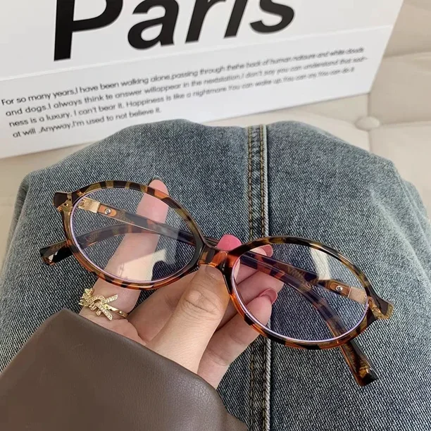 Y2K Retro Oval Frame Anti-Blue Light Glasses Sweet Cool Girls Black ...