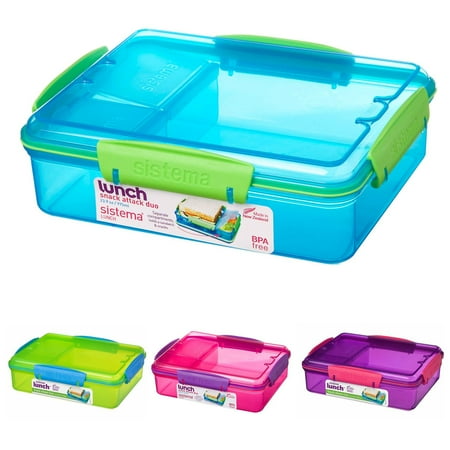 Sistema 975ml Multi Compartment Snack Attack Duo School Lunch Box ...