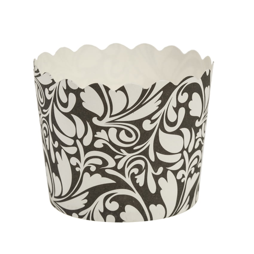 Large Black Floral Print Paper Baking Cup, 5 oz Capacity 2.5" Dia. x 2. ...
