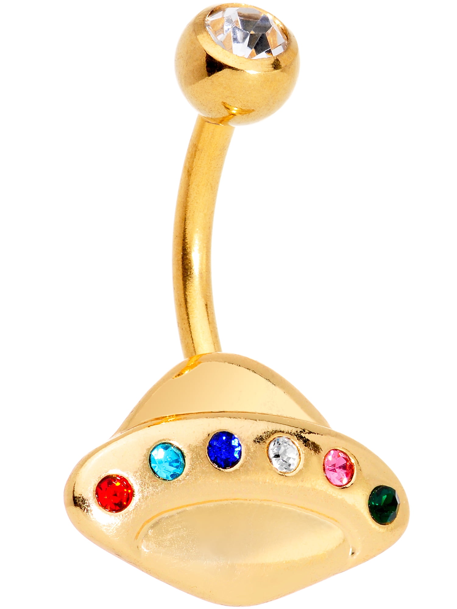 Body Candy 14G 3/8" PVD Steel Navel Ring Piercing Multi Accent UFO ...