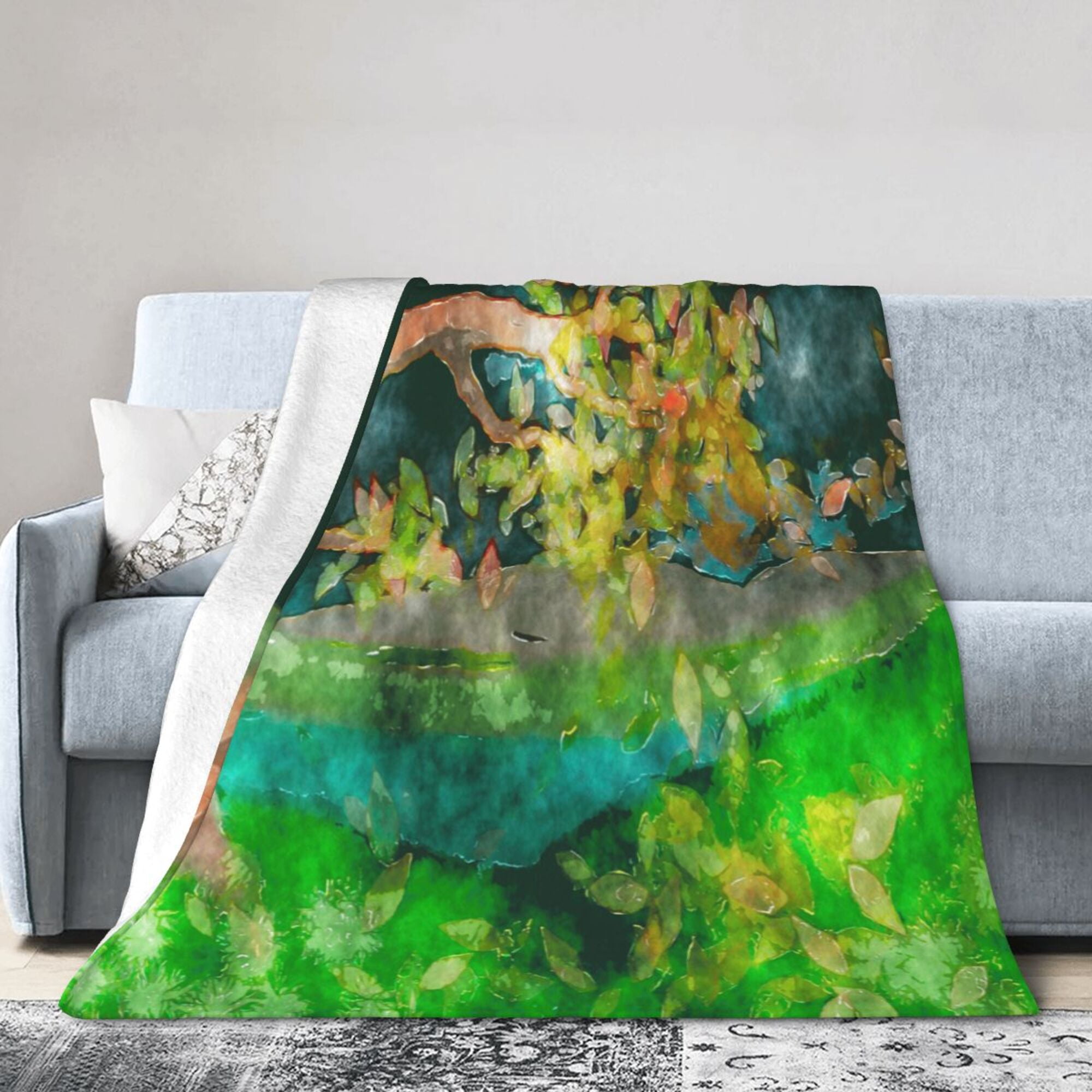 Anti-Pilling Flannel Bed Throw Blankets Blend Landscape - Couch-Ultra ...