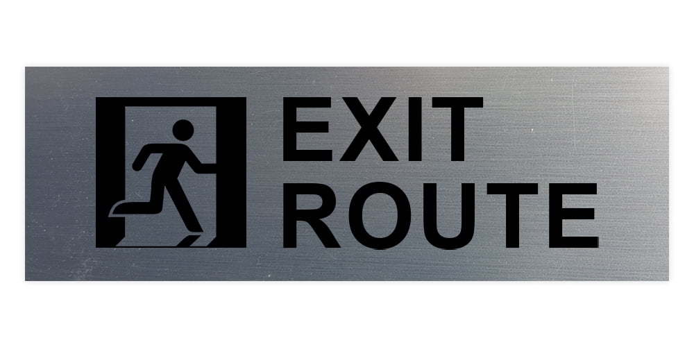 Basic Exit Route Sign (Brushed Silver) - Large - Walmart.com