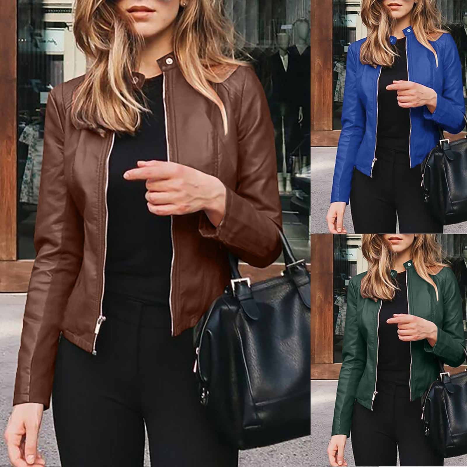 Click here for Jinhomg Womens Faux Fur Leather Jackets Trendy Zip... prices