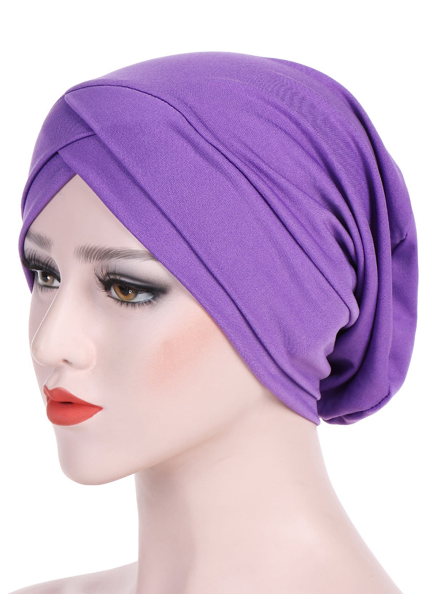 Womens Muslim Bonnet Cancer Chemo Beanie Caps Islamic Hijab Pleated ...