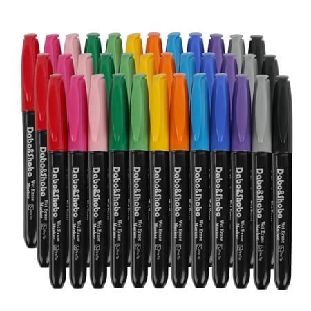 Dabo&Shobo Wet Erase Markers, 36-Count Smudge-Free Markers, 12 Colors ...