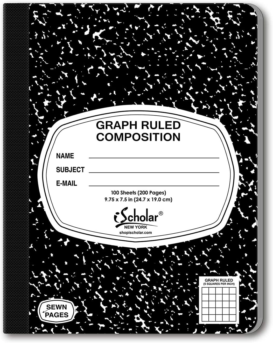 iScholar Composition Book, 100 Sheets, 5 X 5 Graph Ruled, 9.75 X 7.5 ...