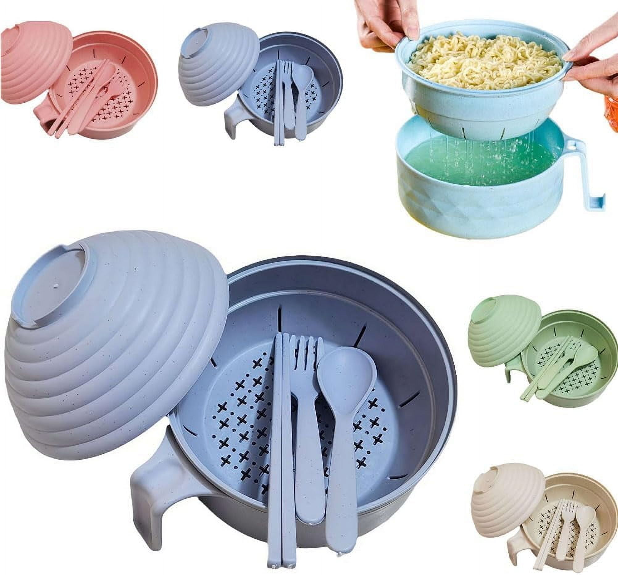 Microwave Ramen Bowl with Strainer,6 Piece Set Reganew Ramen Noodle ...