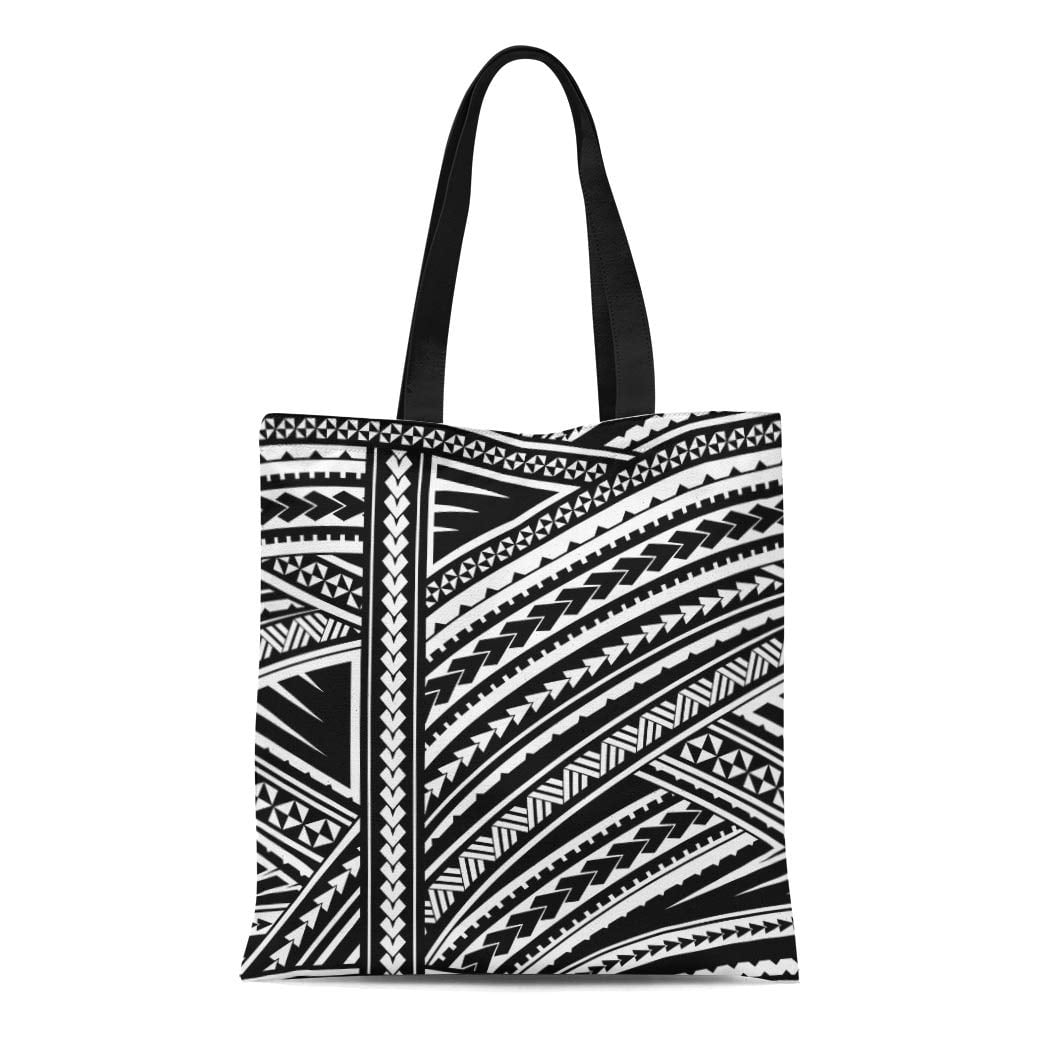 ASHLEIGH Canvas Bag Resuable Tote Grocery Shopping Bags Blue Polynesian ...