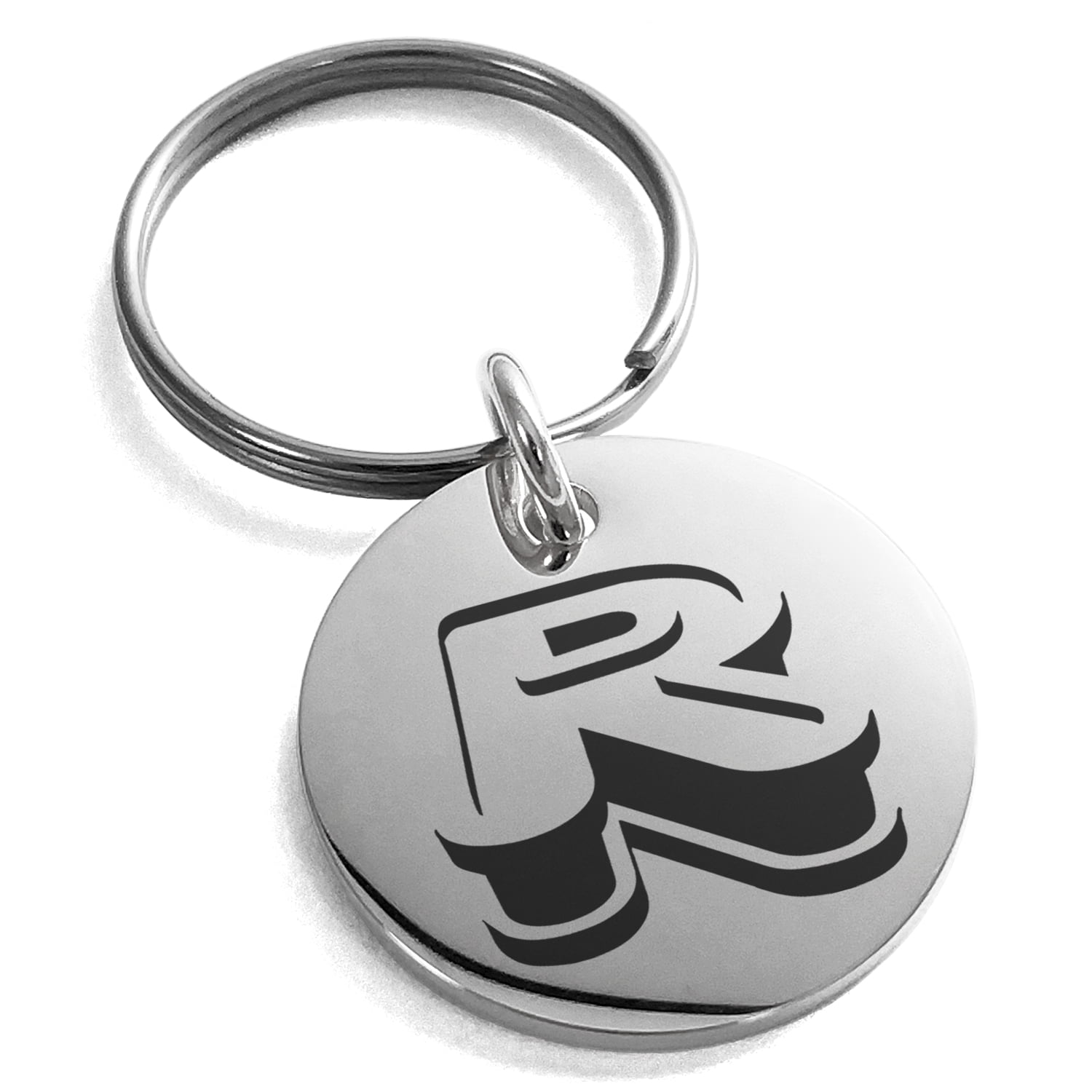 Stainless Steel Letter R Initial 3D Monogram Engraved Small Medallion ...