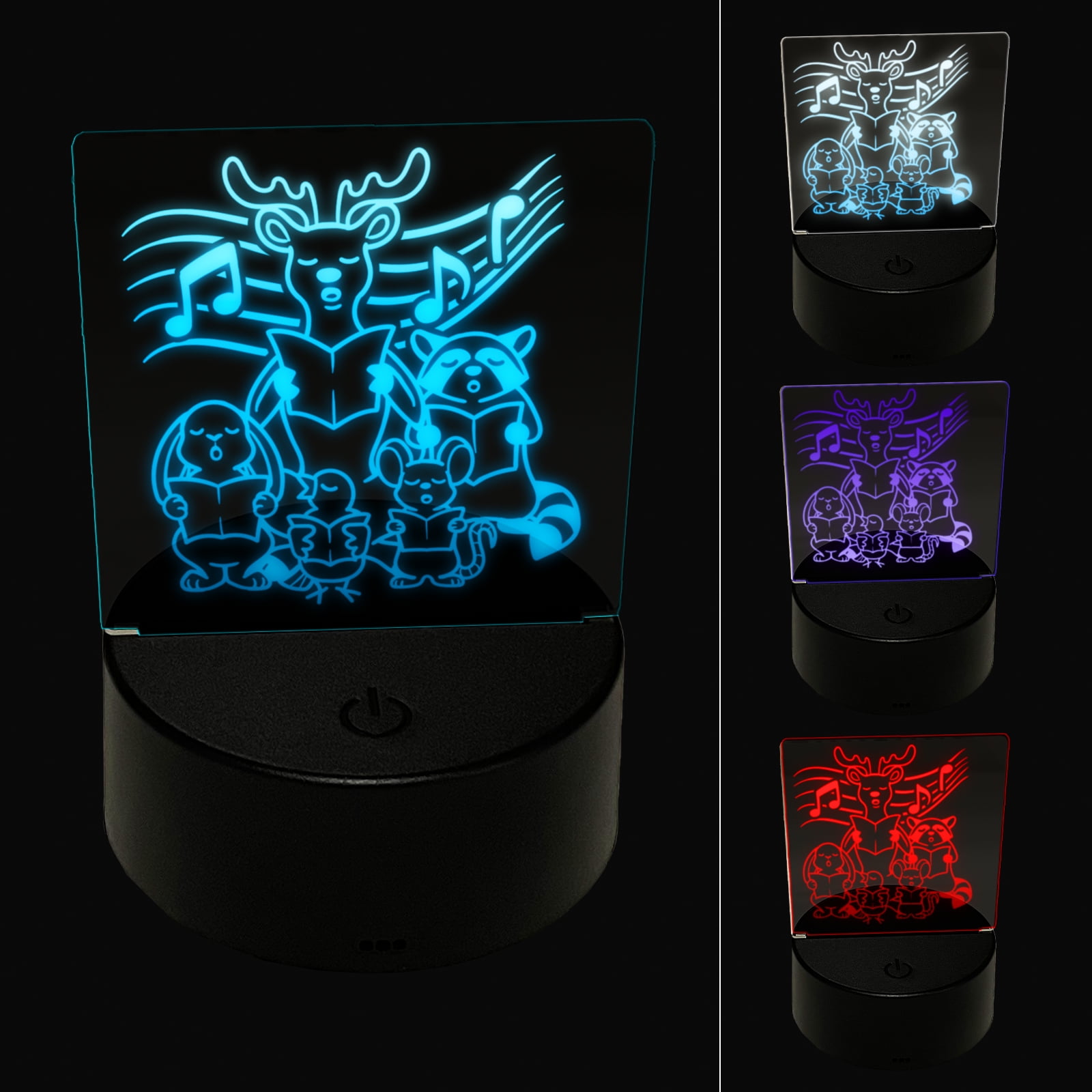 Woodland Animal Choir Singing Deer Rabbit Raccoon Mouse Bird LED Night ...