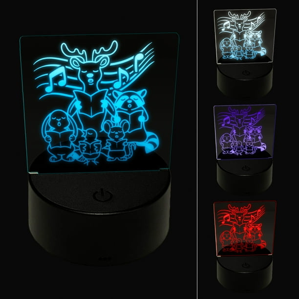 Woodland Animal Choir Singing Deer Rabbit Raccoon Mouse Bird LED Night ...
